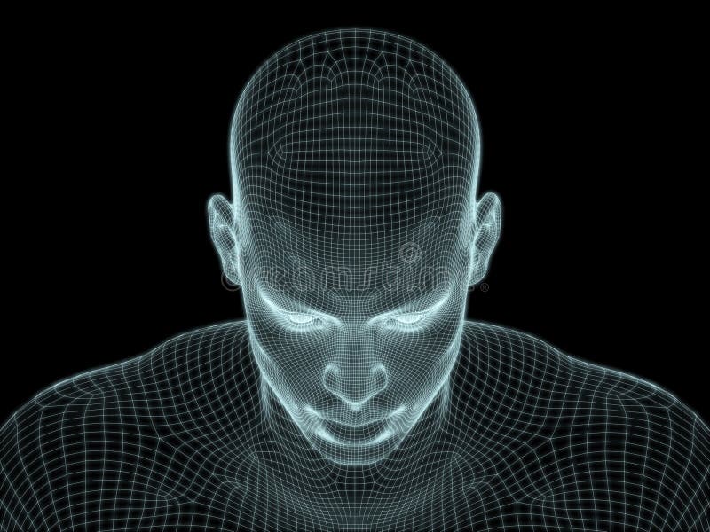Face Wire Mesh in 3D stock illustration. Illustration of knowledge ...