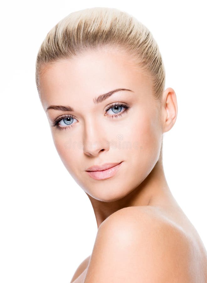 Woman Beauty Face, Clean Fresh Skin Care, Beautiful Girl Portrait Stock ...