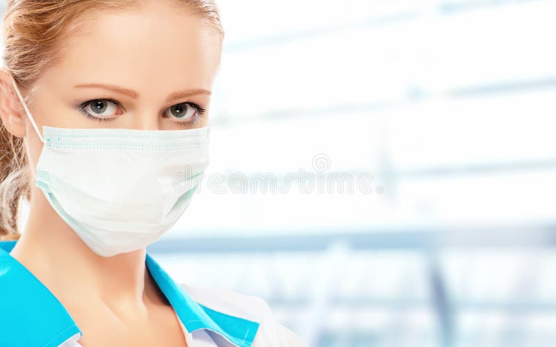Woman doctor in face mask stock image. Image of emergency - 39359443
