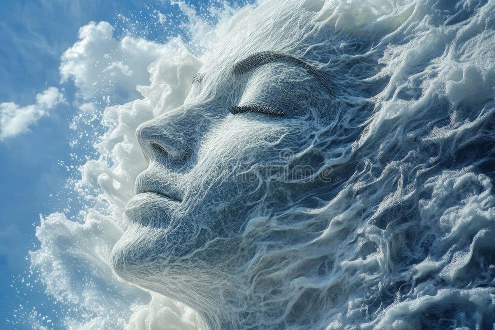 Face of a Woman Made with a Sea Wave. Stock Image - Image of girl ...