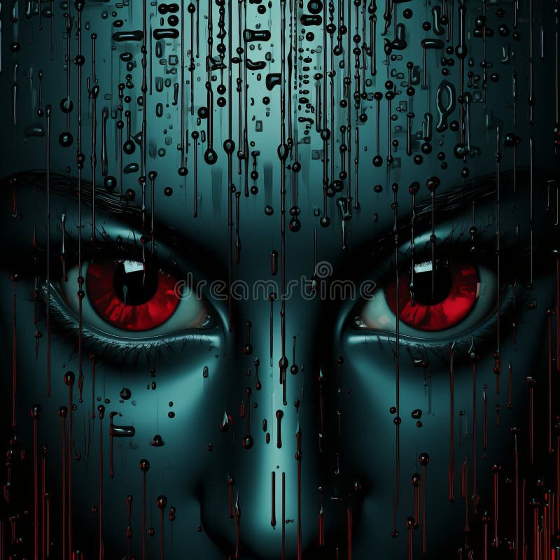 The Face of a Woman with Red Eyes and Blood on Her Face Stock ...