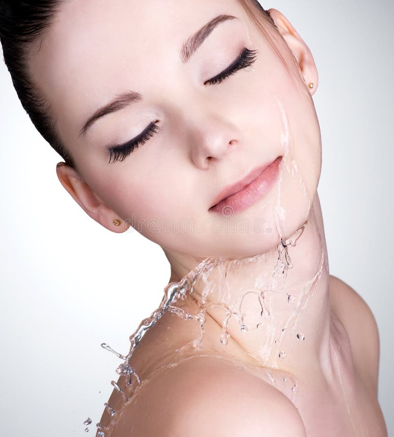 Face of Woman with Water Drops on the Face Stock Photo - Image of ...