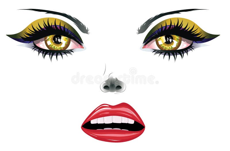 Face with Yellow Eyes stock illustration. Illustration of fashionable ...