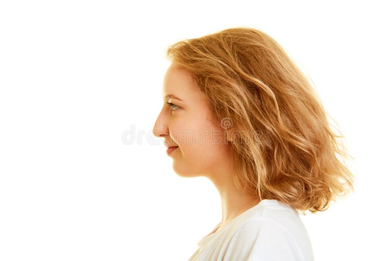 Face of a Blond Woman Sideways in Profile Stock Image - Image of beauty ...