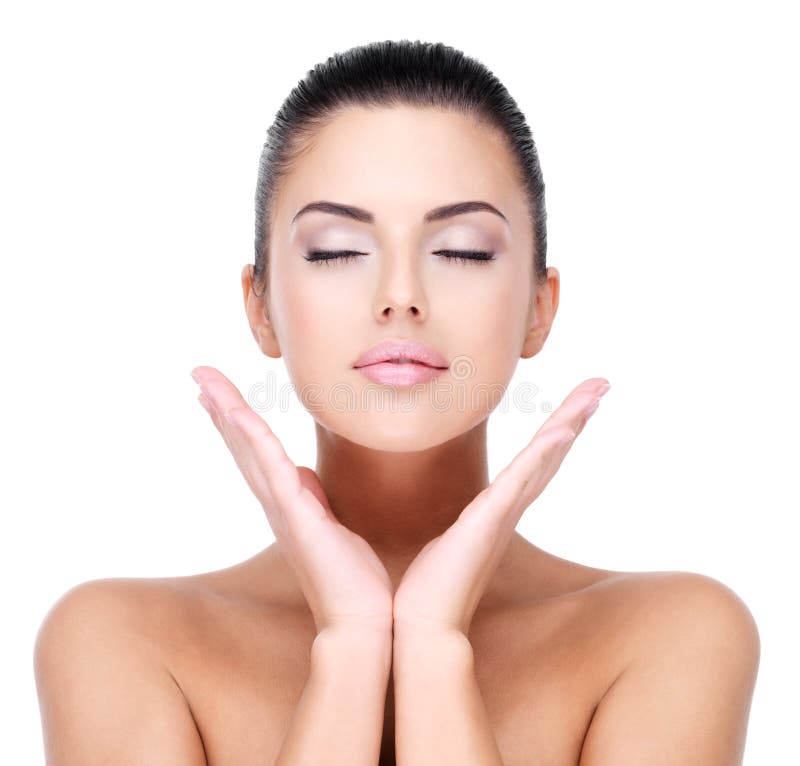 Face of Young Girl with Hands at Face Stock Photo - Image of face ...