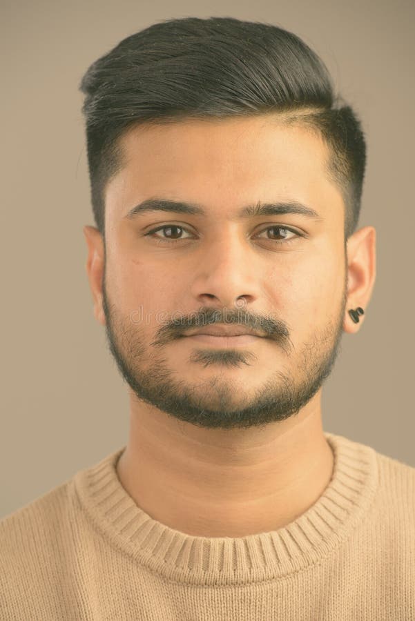 Face of Young Handsome Indian Man Looking at Camera Stock Photo - Image ...