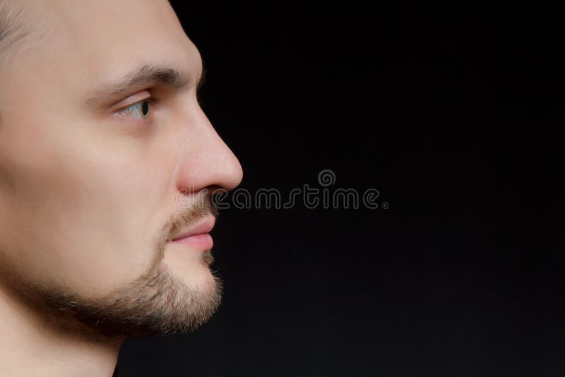 Face Unshaven Young Man in Profile Stock Image - Image of blue, fashion ...