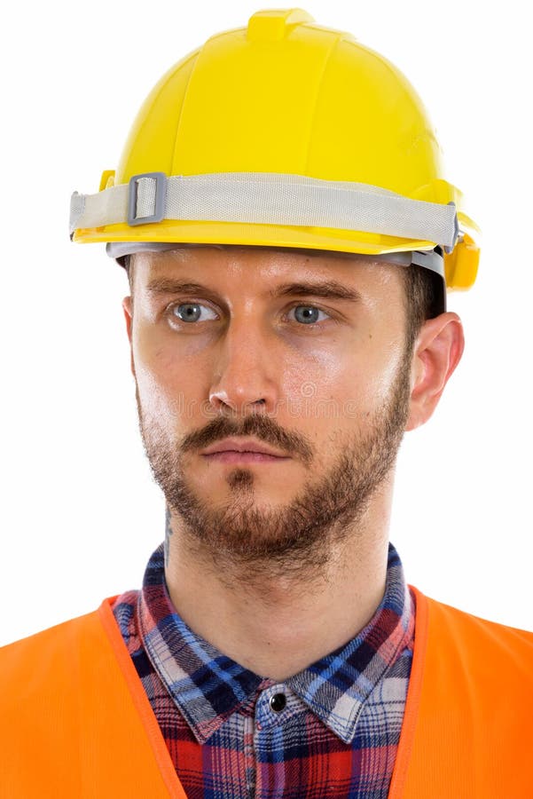 Young Handsome Bearded Man Construction Worker Stock Image - Image of ...