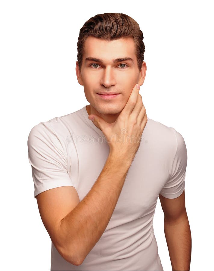 Face of the Young Men Isolated on White Background. Stock Image - Image ...