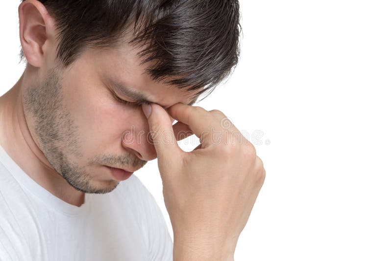 Face of Young Sad Man Isolated on White Background Stock Image - Image ...