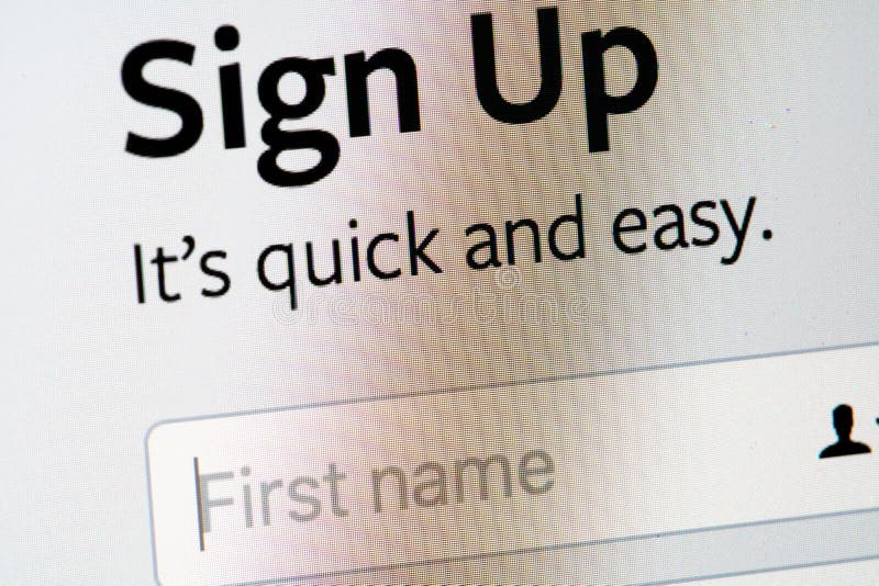 Facebook Application Sign Up Form on Screen Editorial Photo - Image of ...