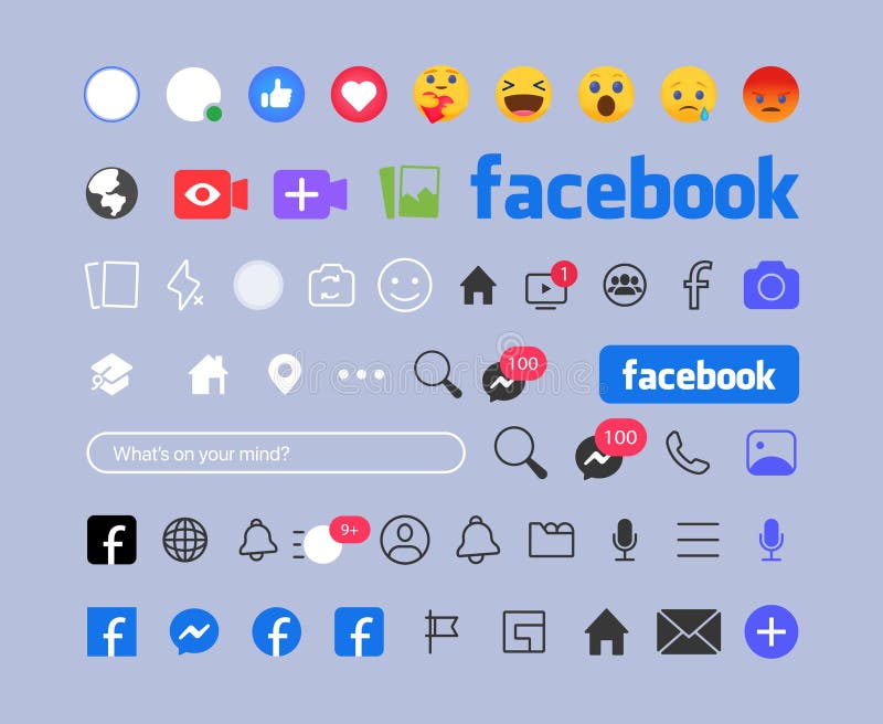 Facebook Button Icon. Set Screen Social Media and Social Network ...