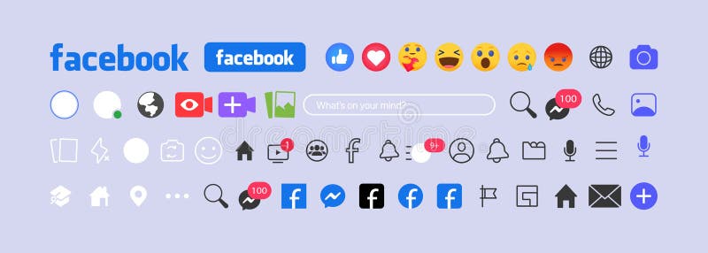 Facebook Buttons Design. Social Media, Network Interface Template ...