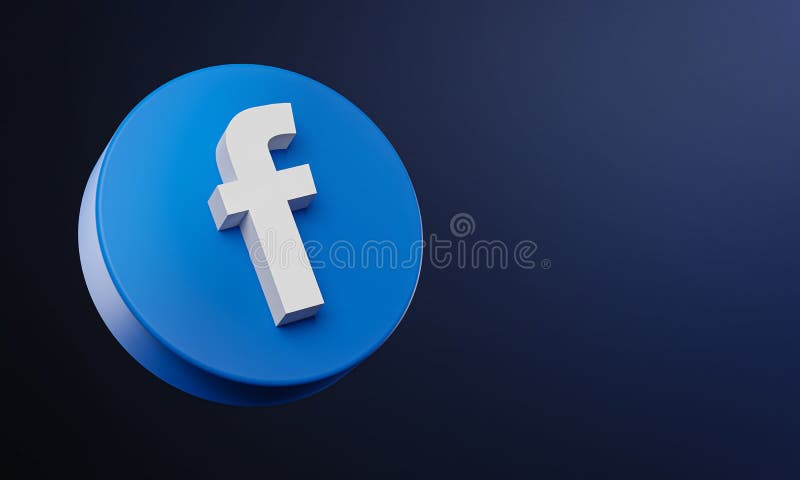 Facebook Circle Button Icon 3D on Dark Bakcgorund. Elegant Template ...