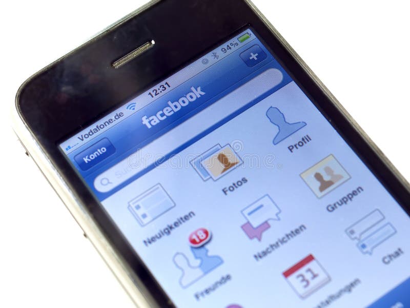 Facebook.com on a iPhone editorial stock photo. Image of network - 19142023