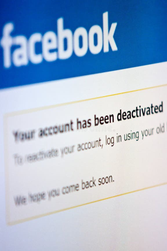 Facebook - Deactivate Account Editorial Stock Photo - Image of ...