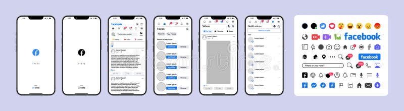 Facebook Design. Screen Social Media, Social Network Interface Template ...