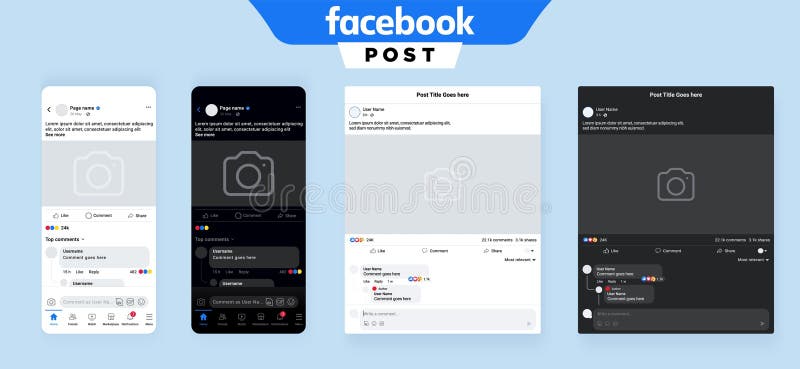 Facebook Desktop Web App Post Vector Template Editorial Stock Photo ...