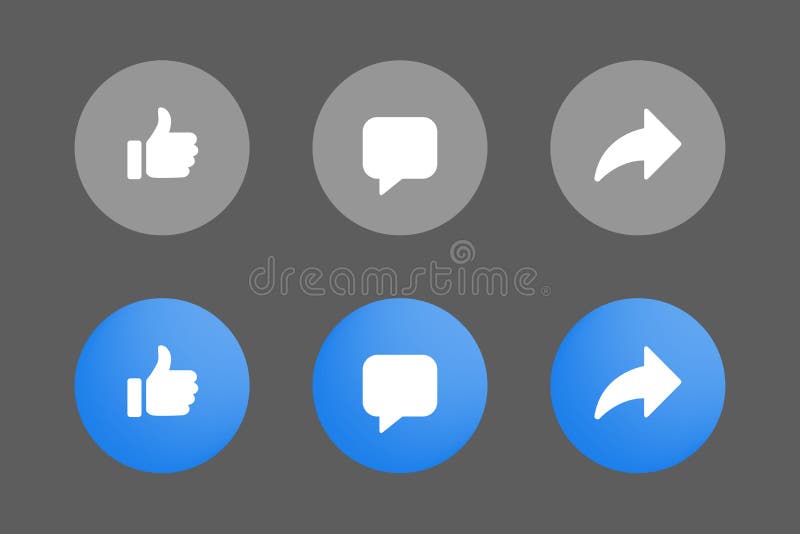 Facebook Like, Comment, Share. Social Media Icon Set Collection. Vector ...