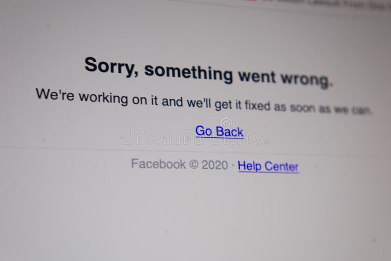 Facebook Error Message on Screen from Outage Editorial Photo - Image of ...