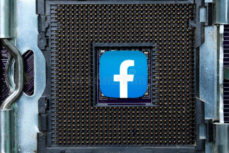 Facebook Icon on CPU Socket Close-up, Social Media and Technology Concept Editorial Photography ...