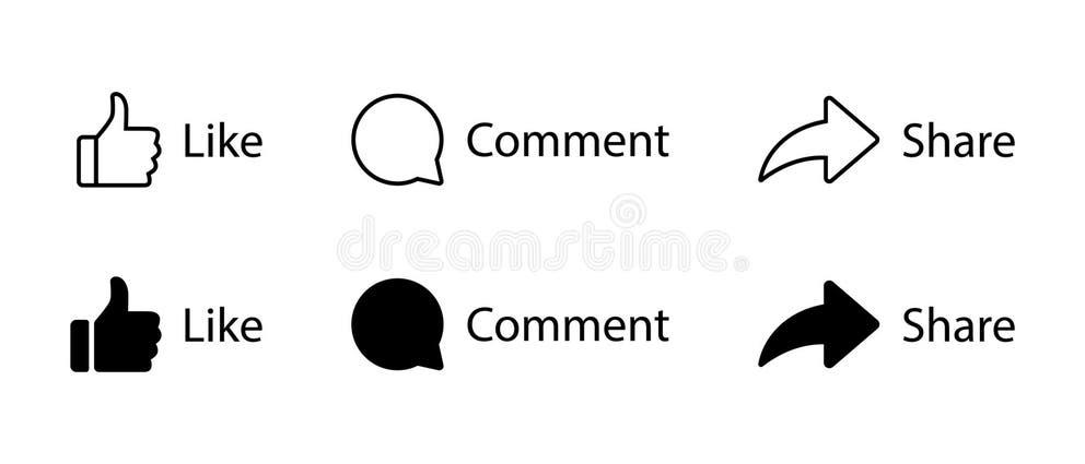 Facebook Like, Comment, and Share Icon in Generic Style. Social Media ...