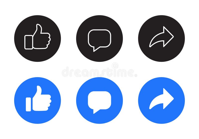 Facebook Like, Comment, Share. Social Media Icon Set Collection. Vector ...