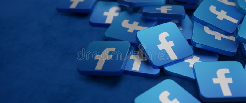 Facebook Logo Concept Banner Scattered Tiles with Copyspace 3D ...