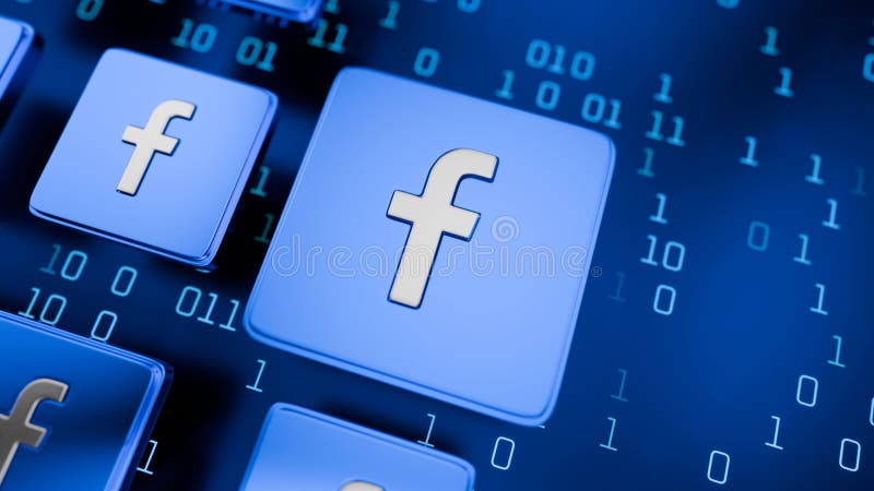 Facebook Logo on Digital Background. Camera Movement Towards the ...