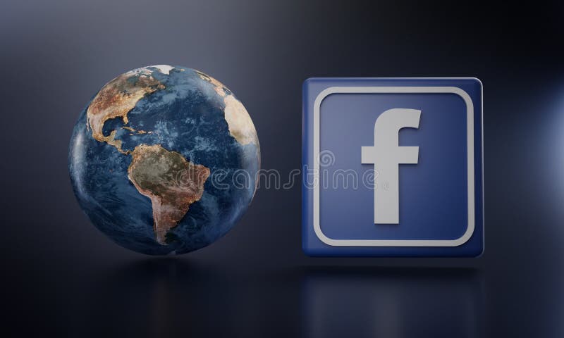 Facebook Logo beside Earth 3D Rendering. Top Apps Concept Editorial ...