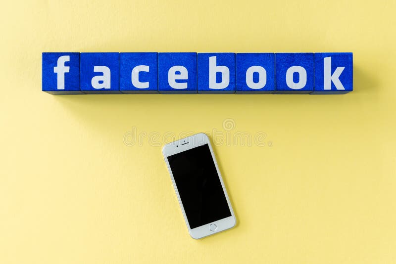 Facebook Logo Made from Blue Cubes with Smartphone Editorial Image ...
