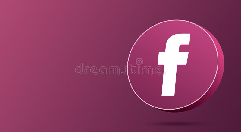 Facebook Logo Minimal Design on the Round Button 3d Render. Social ...