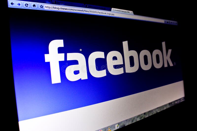 Facebook Logo on PC Screen editorial stock photo. Image of teenage ...