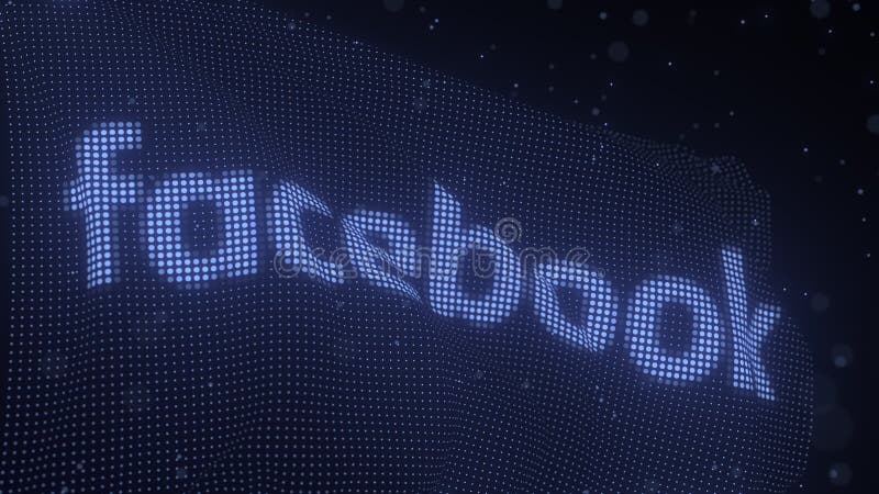 FACEBOOK Logo on a Waving Digital Flag, Editorial 3d Rendering ...