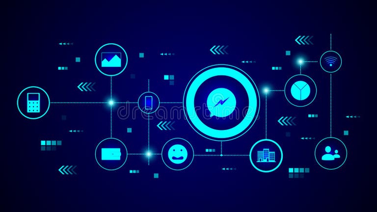 Facebook Message Notification Icon. from Web Set Stock Illustration ...