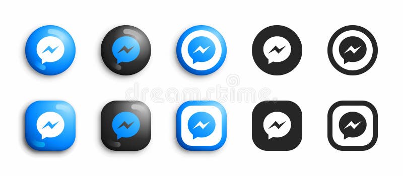Facebook Messenger Logo Set. Isolated Messenger Logos Gradient, Black ...