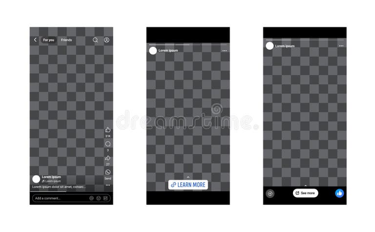 Facebook Reels, Post and Story Mockup Empty Screen Ui Editorial ...