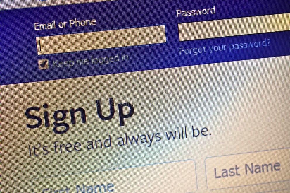 Facebook Sign Up - Screen Shot Editorial Photography - Image of concept ...