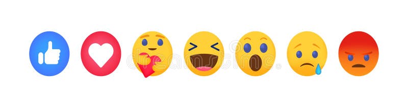 Facebook Smile. Vector Emoji Set with Different Reactions for Social ...