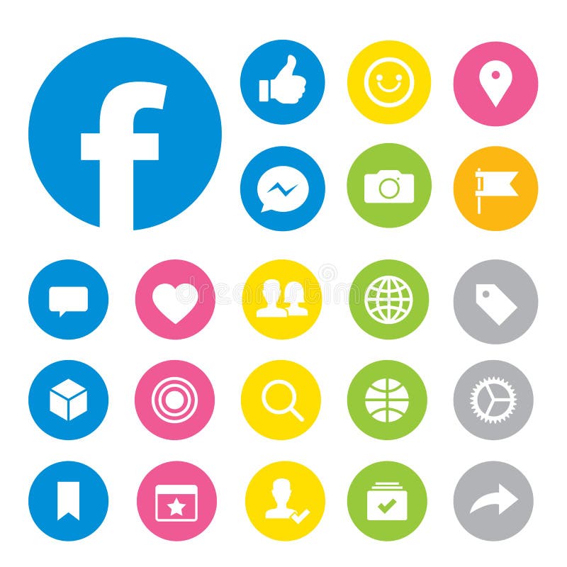 Facebook Social Media Button Icons Vector Editorial Photo ...