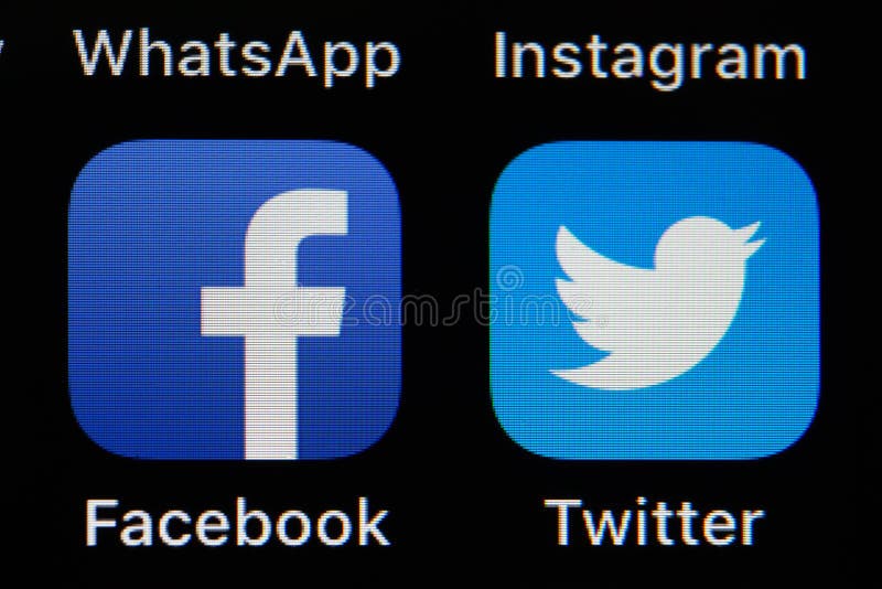 Facebook and Twitter App on IPhone Editorial Stock Photo - Image of ...
