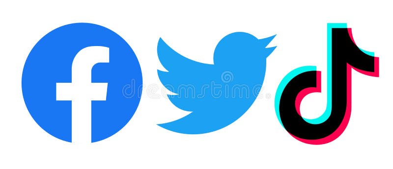 Facebook Twitter Tiktok Logo Vector Format Isolated On White Background Editorial Image