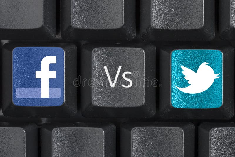 Facebook Versus Twitter Computer Keyboard Key Keys Editorial Stock ...