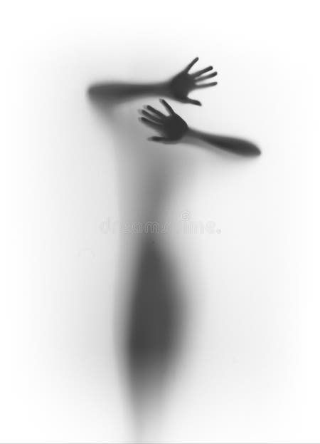 Faceless Body Stand Front Behind a Curtain, Hands, Stock Photo - Image ...