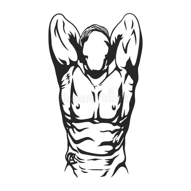 Faceless Bodybuilder Black and White Vector Silhouette Stock Vector ...
