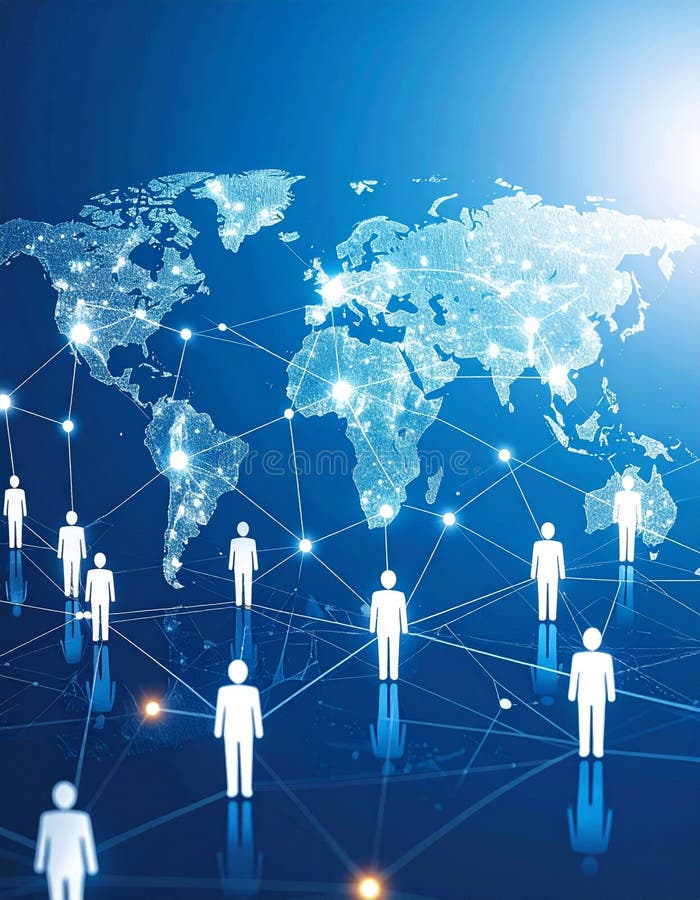 Faceless Business People in a Digital World Map Network, Technology and ...