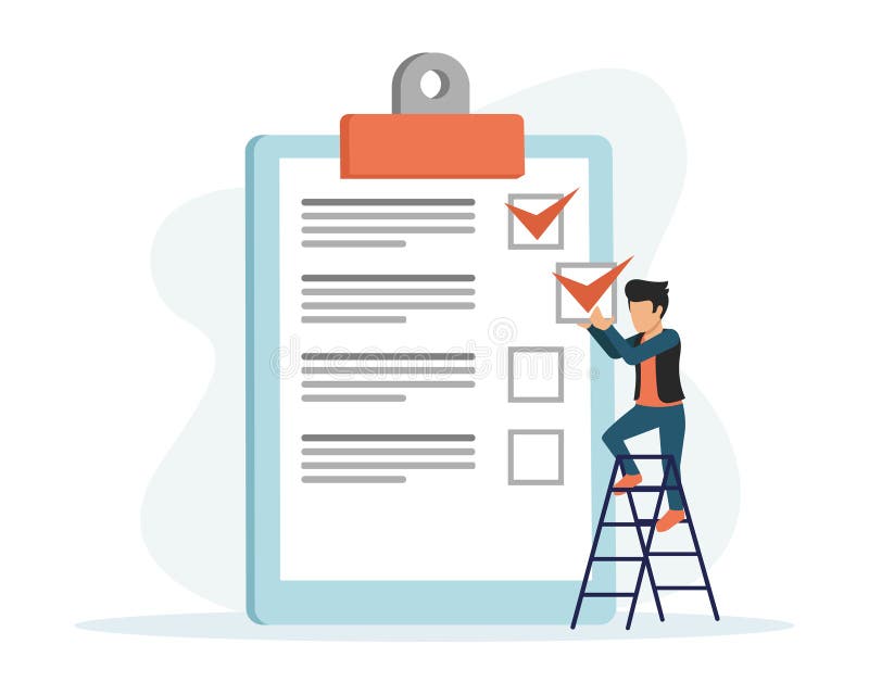 Faceless Cartoon Guy Check Off Completed Items on To Do List Vector ...