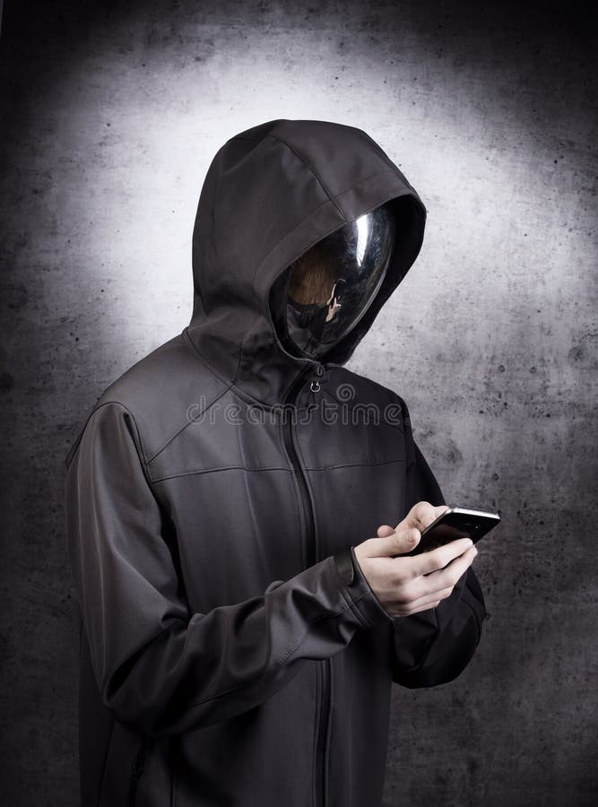 Faceless Character with the Mirror Mask on Grey Background. Stock Photo ...