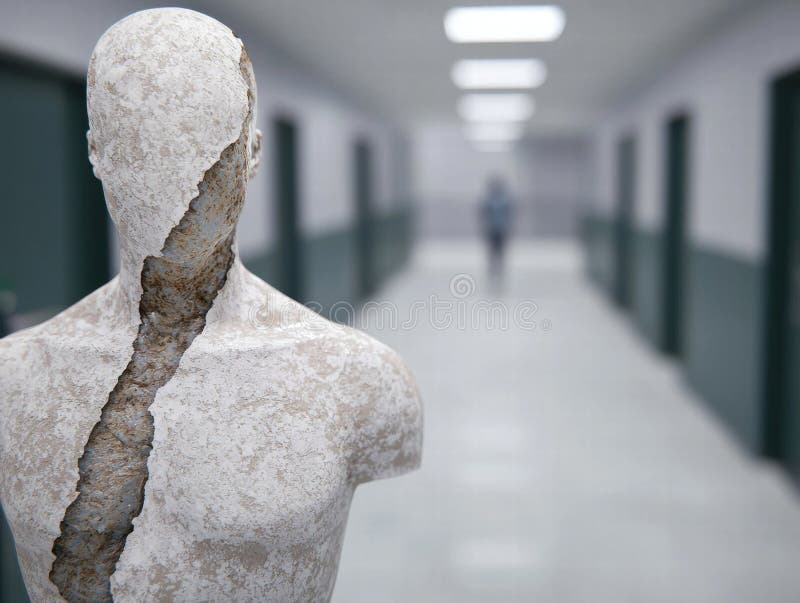 Faceless Figure in Empty Hospital Corridor Stock Illustration ...