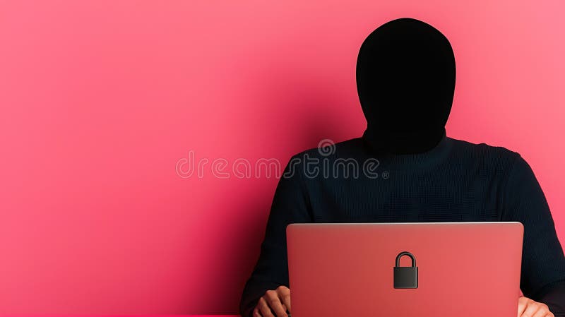 Faceless Figure Using Laptop for Private Browsing Stock Illustration ...